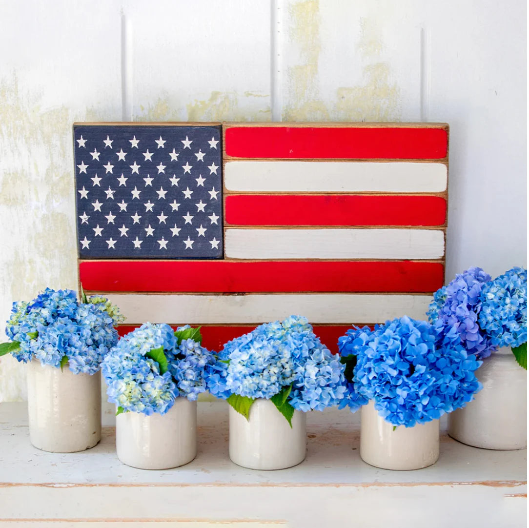 Small American Flag Solid Wood Sign – Up North NH